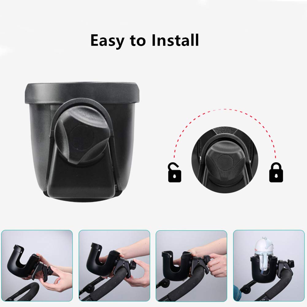 Universal Baby Stroller Cup Holder, Bike Bottle Holder Large Caliber Designed 360 Degrees Rotation Fit for Stroller, Wheelchair, Walker, Trolleys