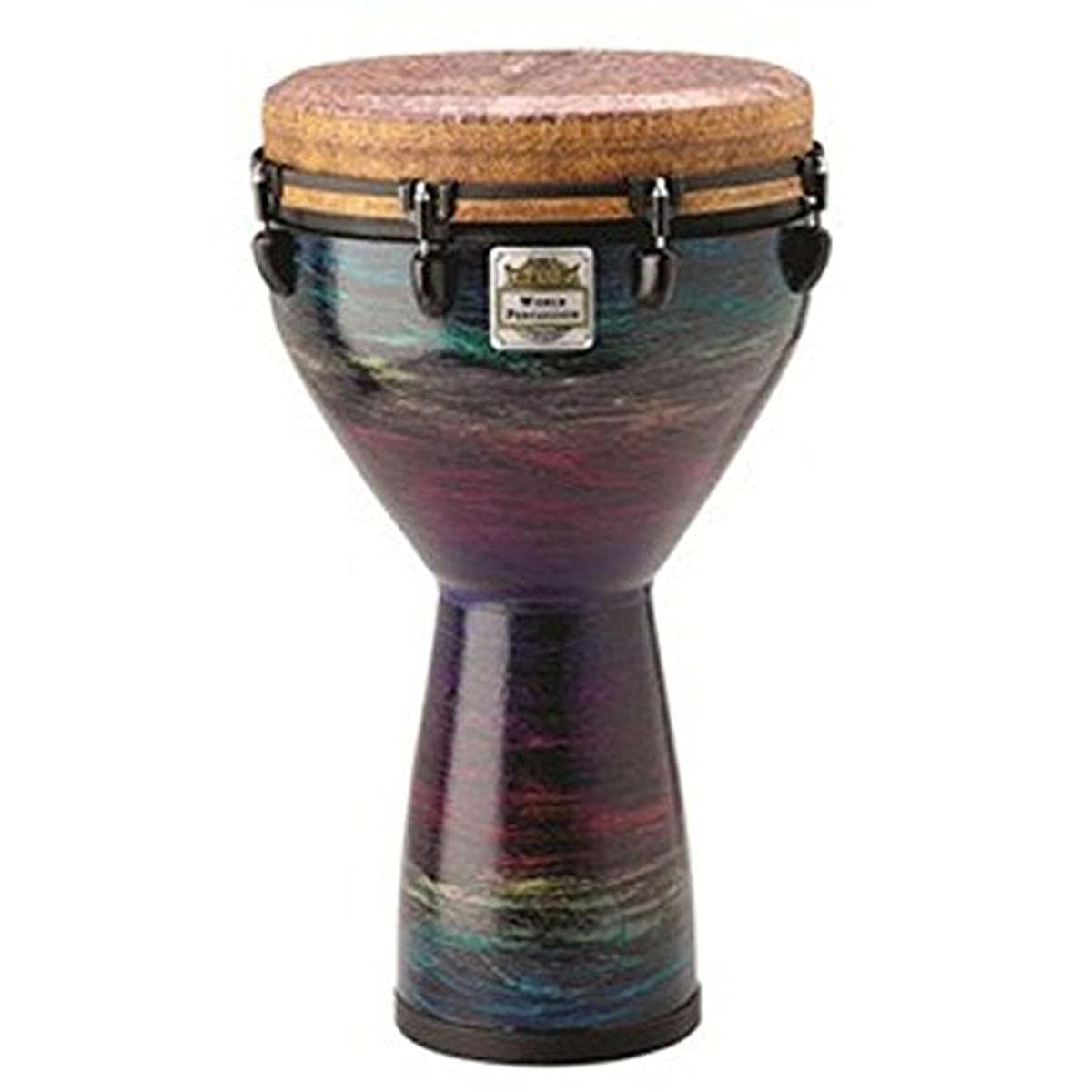 Remo Djembe, MONDO(TM), Infinity, Key-Tuned, 14" x 25", SKYNDEEP® Natural, Goat Stripe Brown, Contour Tuning Brackets, Eco-Grain Multicolor Finish