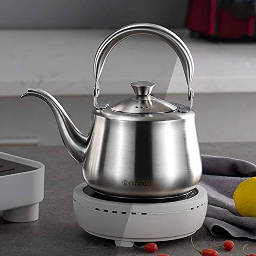 Silver Stainless Steel Kettle Large Capacity Kettle-included Teapot With Ergonomic Handle O-shaped Spout (1.5L, 50.7OZ) Multifunctional water kettle