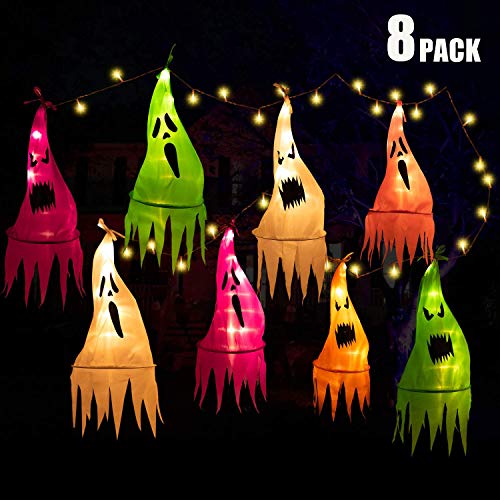 Shanyuna Halloween String Lights Outdoor Lights Battery Powered - 22FT 8LED Ghost Skull Light Up Your Home Patio Garden Indoor for Halloween Party Decorations Decor
