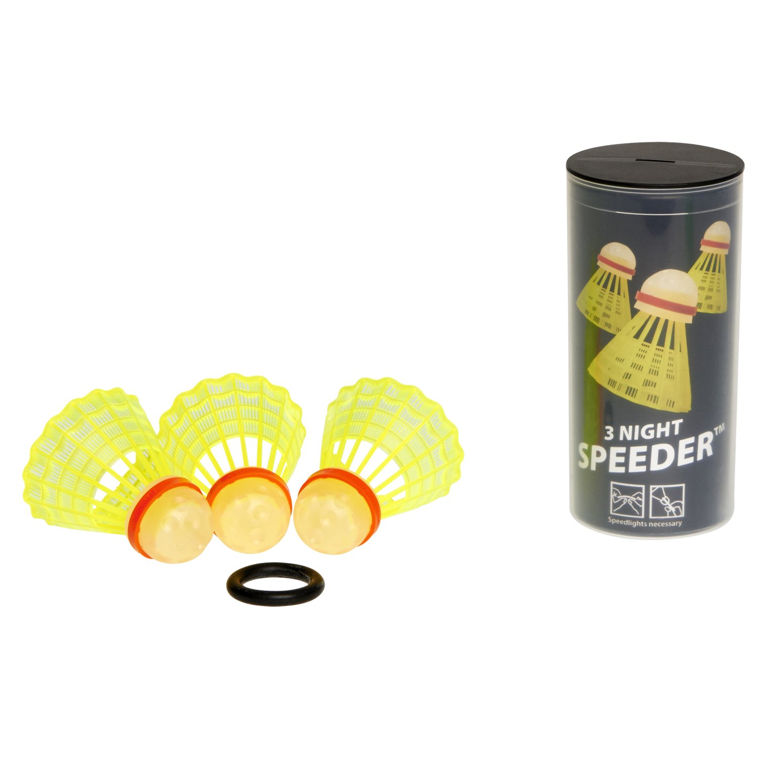 Speedminton Night 3Pk Speeder Tube Birdies for Outdoor Games Speed Badminton/Crossminton