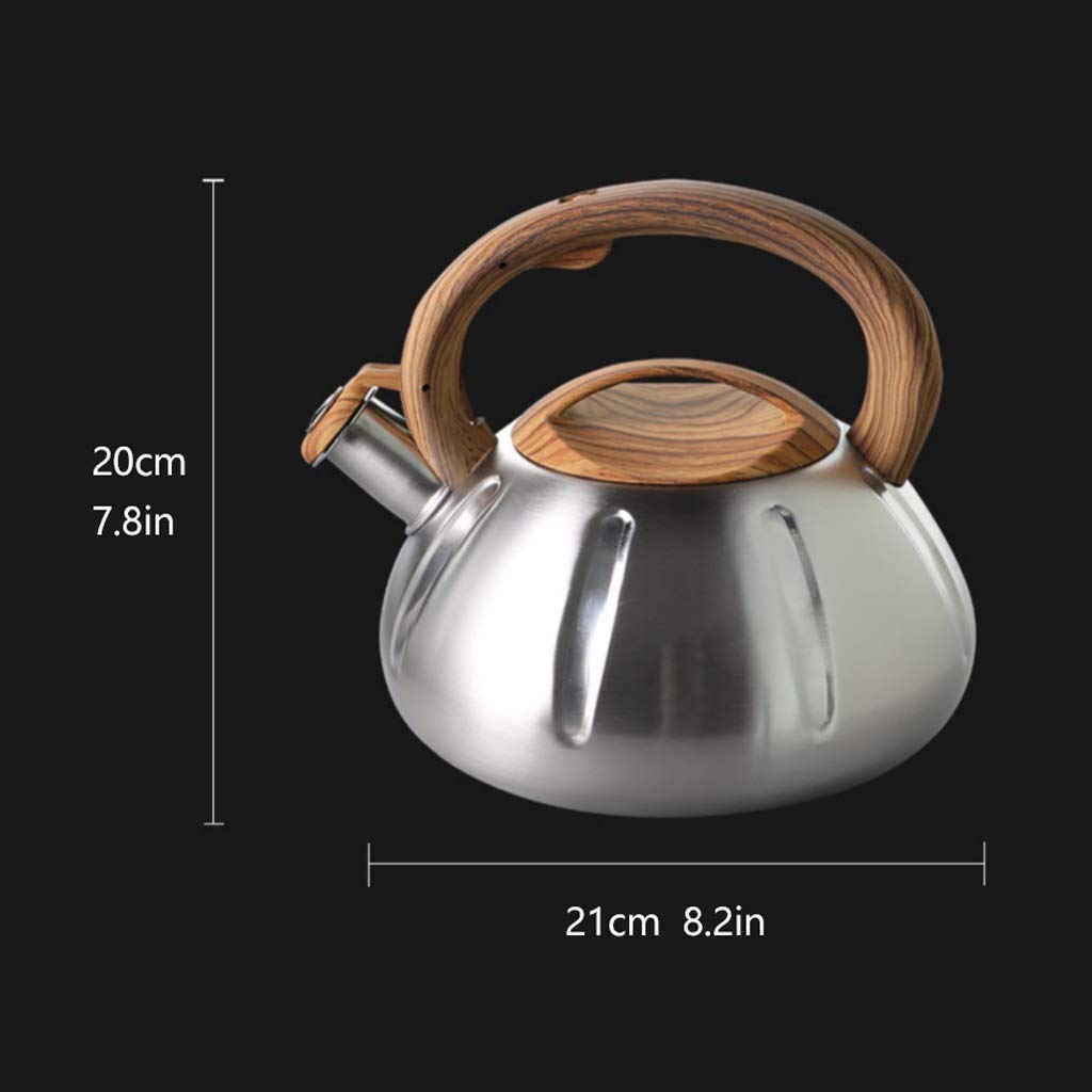 Stainless Steel Kettle Creative Thick Kettle Whistle Teapot With Wood Grain Handle Loud Whistle For Stove (3L, 101.4OZ) Multifunctional water kettle