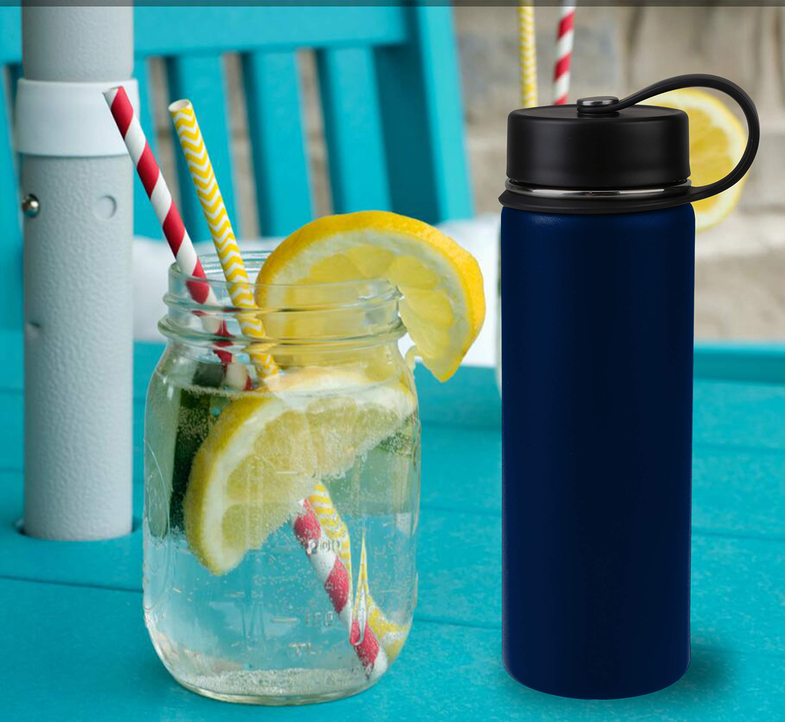 Tahoe Trails 40 oz Double Wall Vacuum Insulated Stainless Steel Water Bottle, Deep Blue