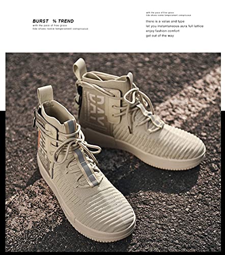 XIDISO Men’s High Top Fashion Sneaker Casual Slip on Walking Shoes for Men Beige