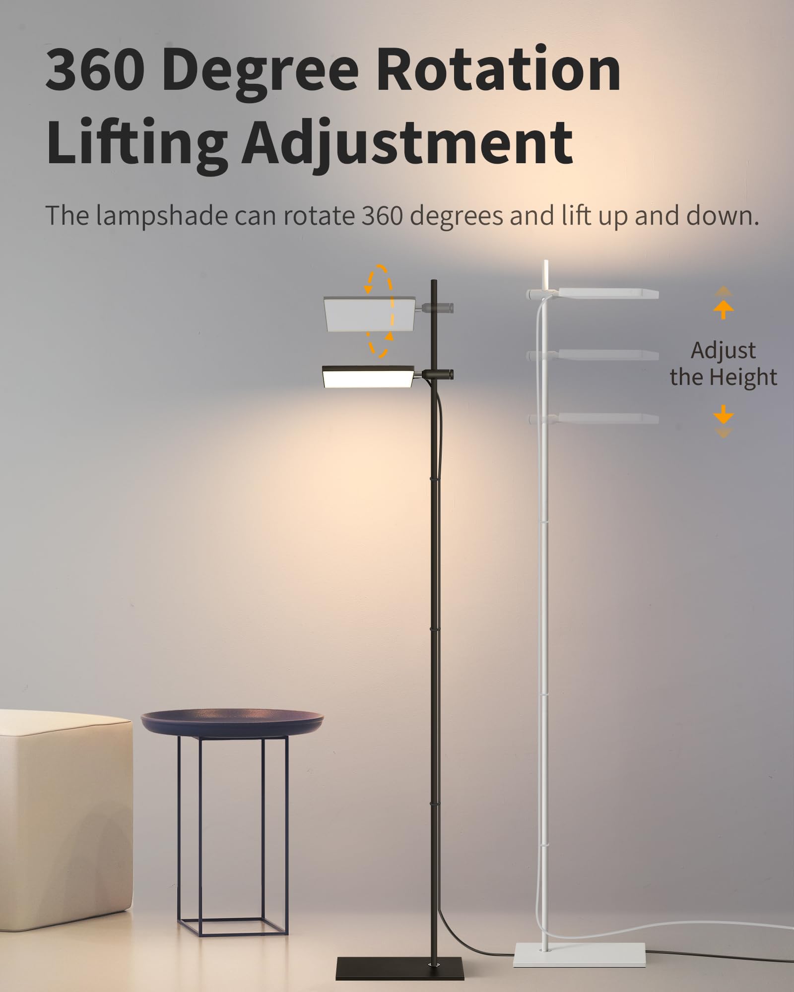 VISDANFO Modern Floor Lamp, 360 Degree Rotation Sky LED Floor lamp Office Lighting, Bright LED Standing Pole Light, Tall Lamps for Living Room,Bedroom,Reading,Study Room (White)