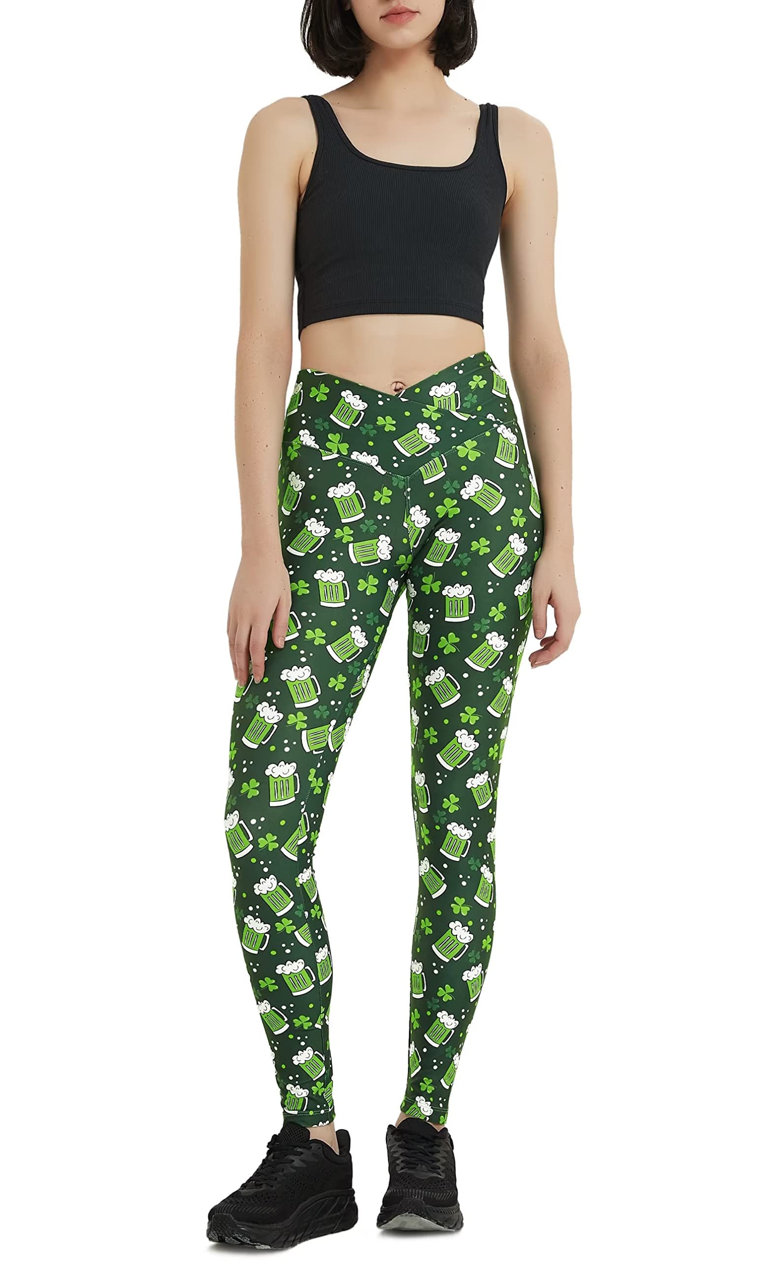 sissycos Women's Halloween Crossover Leggings High Waisted Printed Tights (Sugar Skull, Small)