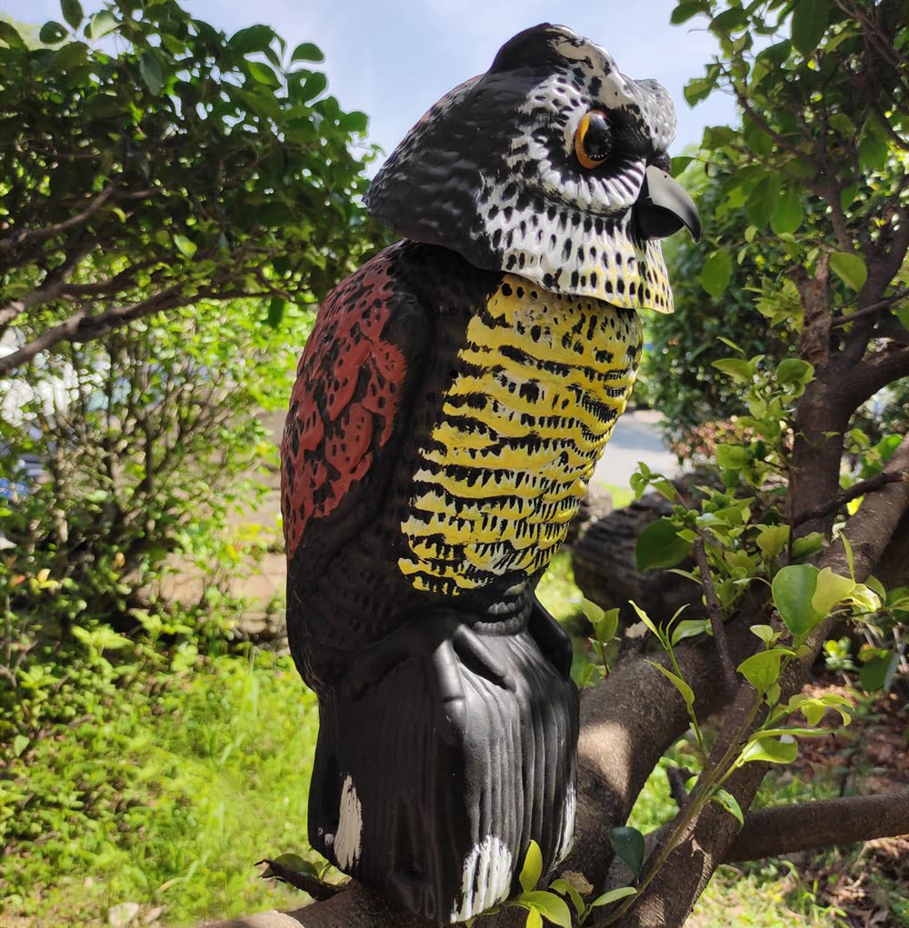 UOFEIVS Fake Owl Scarecrow Sculpture with 360° Rotating Head for Garden Yard Outdoor