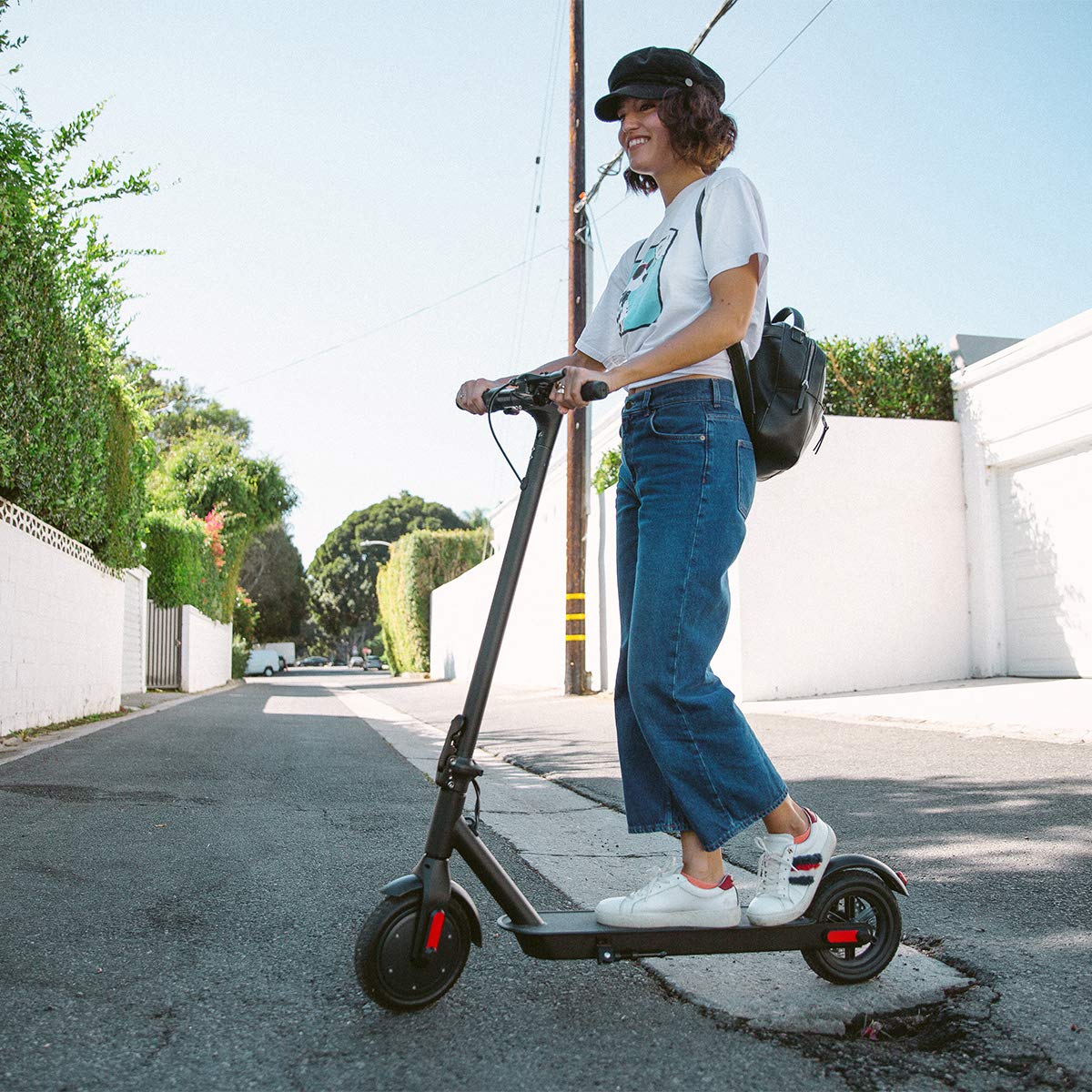 XPRIT Electric Scooter, Up to 15 Miles Range, 2 Gear Speed Mode (Black, 8.5''Wheel)