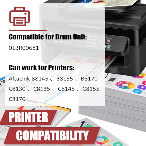 Replacement 013R00681 Imaging Unit Compatible for Xerox 013R00681 C8130 Drum Unit Work for Xerox AltaLink B8145 B8155 B8170 C8130 C8135 C8145 C8155 C8170 Printers 1 Yellow Pack