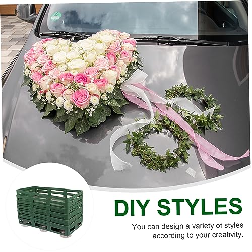 VOSAREA 6pcs Wedding Car Decoration Suction Cup Large Flower Cage Holder Floral Grande Cage Dining Room Table Decor Floral Mud Tray for Wedding Car Plastic Dining Table Big Cage Bride