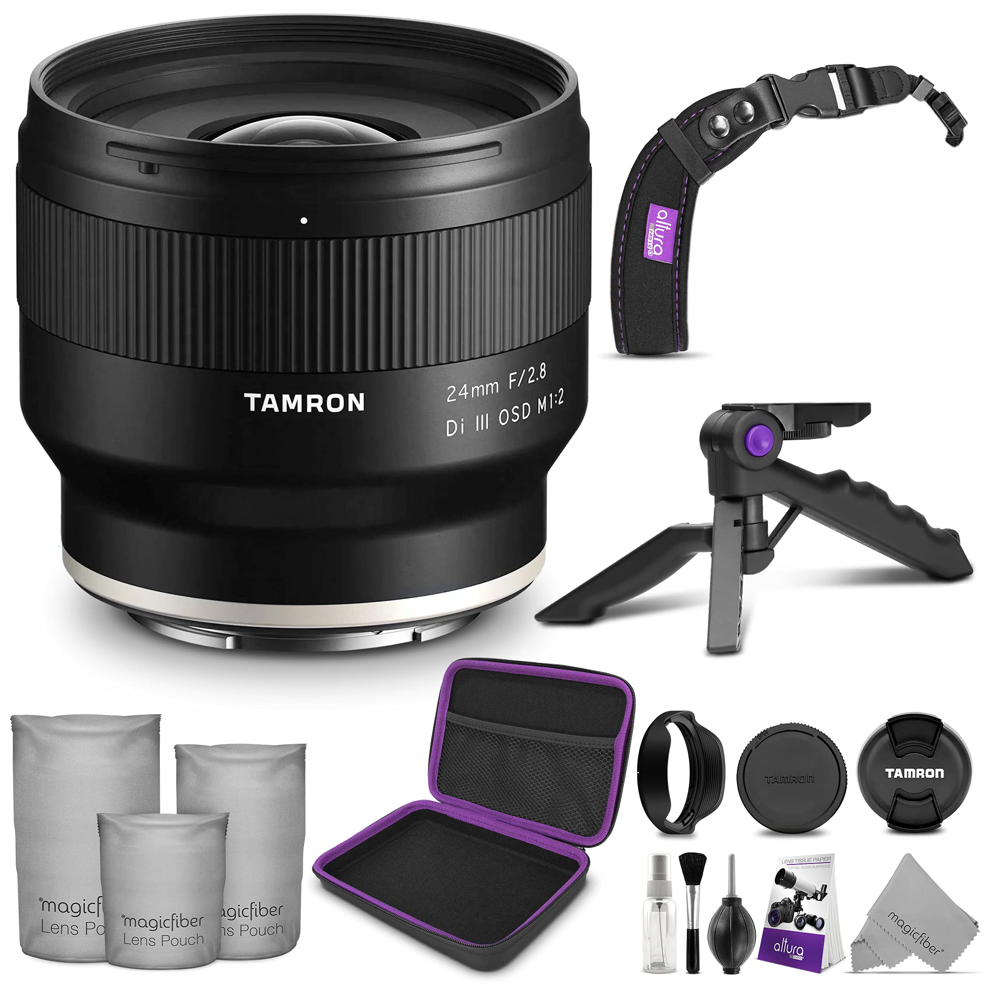 Tamron 24mm f/2.8 Di III OSD M 1:2 Lens for Sony E with Altura Photo Essential Accessory Bundle