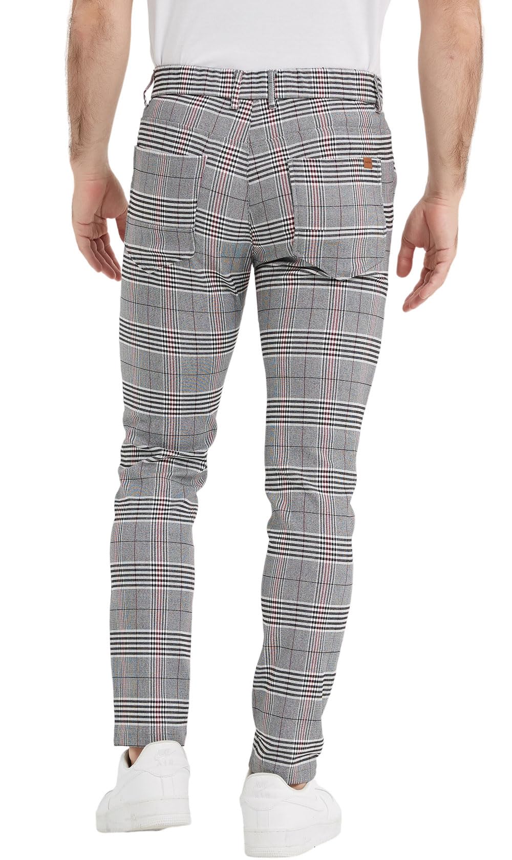 Plaid&Plain Men's Plaid Pants Skinny Dress Pants for Men Skinny Chino Pants Men 7301 Plaid-11-28X30