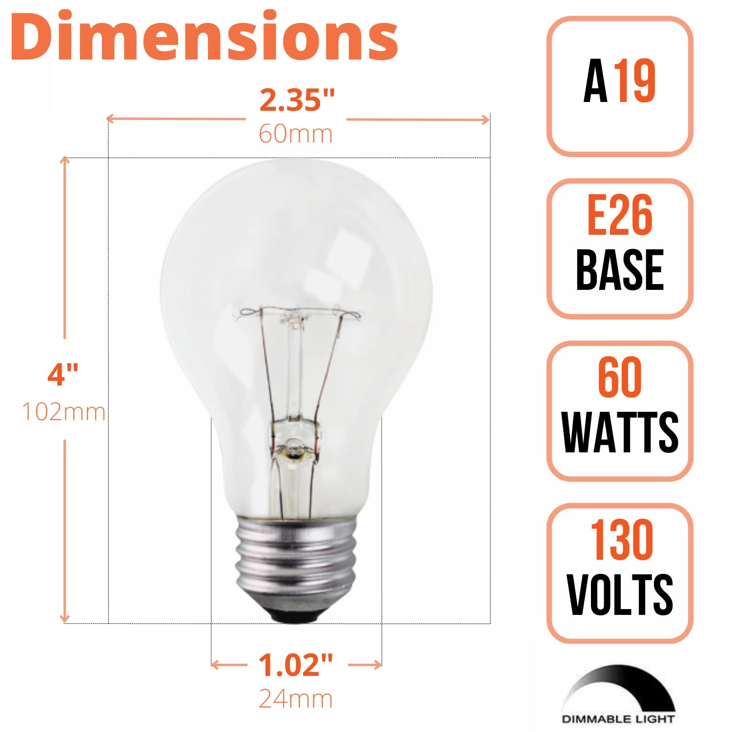 Xtricity A19 Clear Incandescent Rough Service Light Bulb, 60 Watt, Long Life - 10,000 Hours, 2700K Soft White, E26 Medium Base, 490 Lumens, 130V (6 Pack)