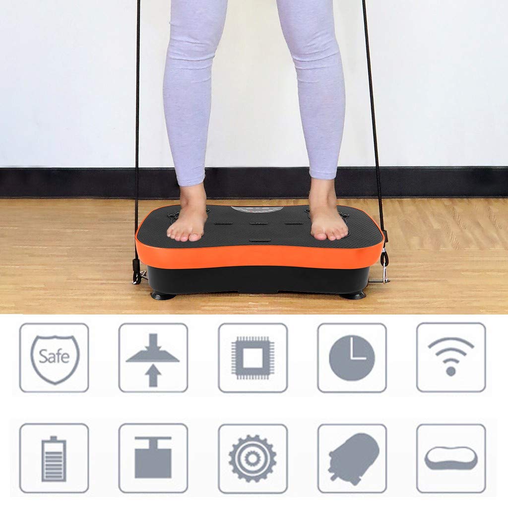 Vibration Plate Exercise Machine Whole Body Workout Vibration Fitness Platform Loop Bands Home Training Equipment for Weight Loss & Toning (A)