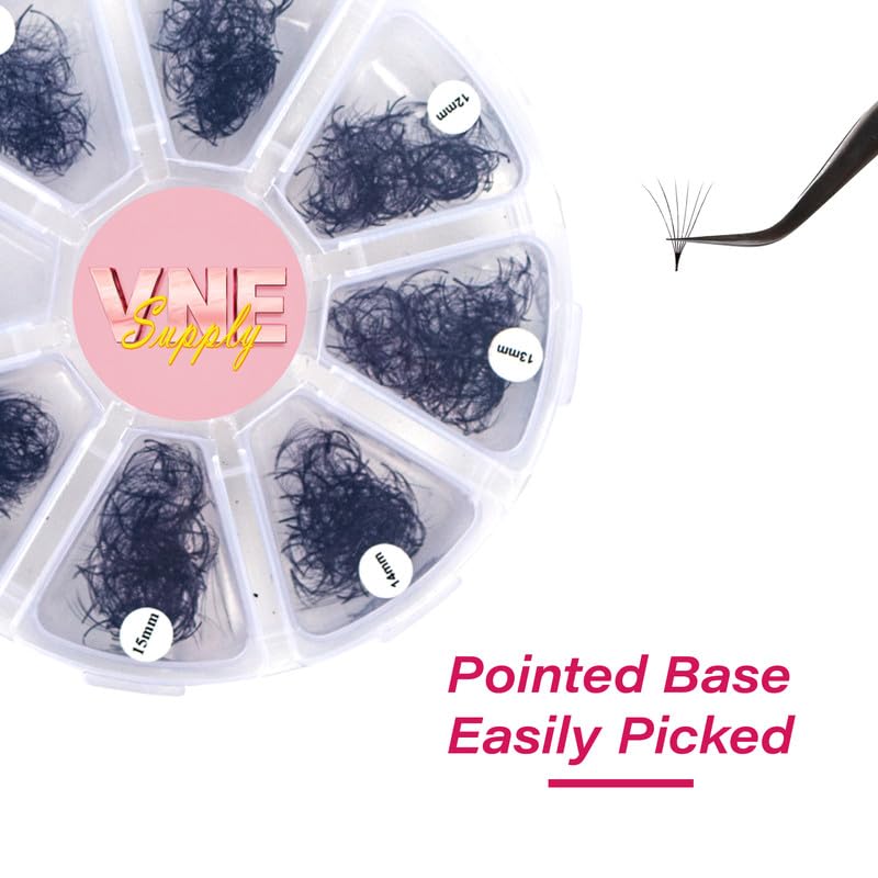 VNE Eyelashes 500 Fans Tray Volume Lash Extensions Mixed length | Premade Fans Eyelash Extensions | Mega Lash Extension | Promades Eyelash Fans | 3D, CC Curl, 9-16mm,