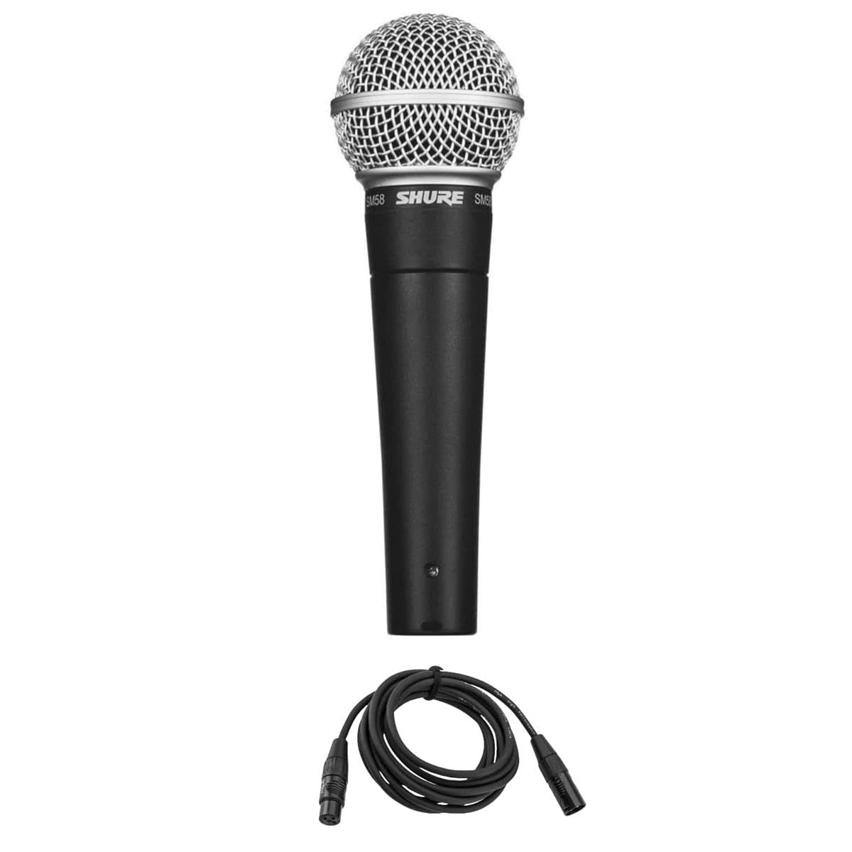 Shure SM58-LC Vocal Microphone with H&A Value Series XLR M to F Professional Microphone Cable - 10'