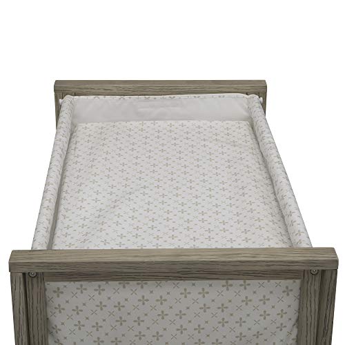Simmons Kids Farmhouse 2-in-1 Wood Bedside Bassinet Sleeper and Changer - Portable Crib and Changing Table with High-End Wood Frame, Royal Charms