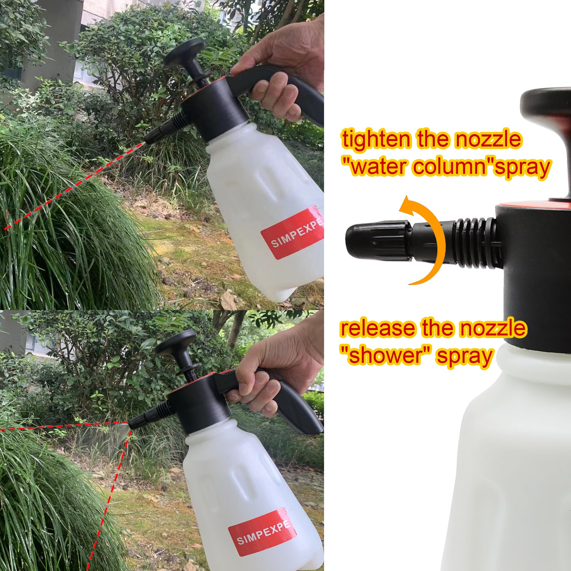 SIMPEXPE Handheld Garden Pump Sprayer, Lawn & Garden Pressure Water Spray Bottle with Adjustable Plastic Nozzle for Plants and Other Cleaning Solutions 0.5 Gal 2L