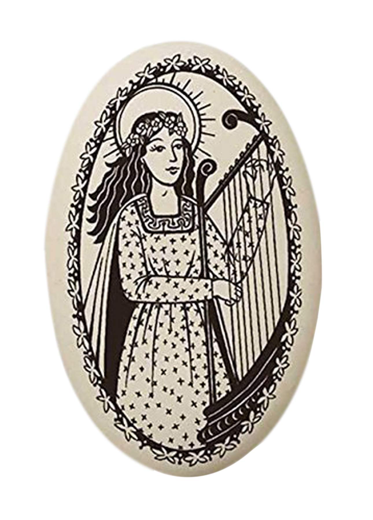 St Cecilia Porcelain Oval Medal on Continuous Braided Cord | Patron Saint of Musicians and Singers