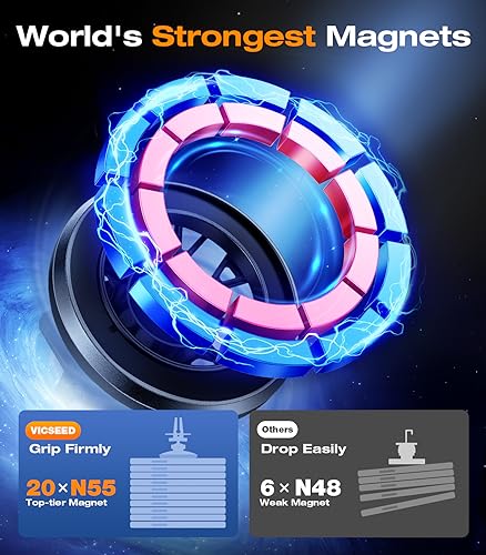 VICSEED for MagSafe Car Mount, Ultra- Strong Magnetic Phone Holder for Car Vent, 360° Hands-Free Magnet Cellphone Car Mount for Socket Grip, Fit for iPhone 15 14 13 12 Pro Max Plus Min