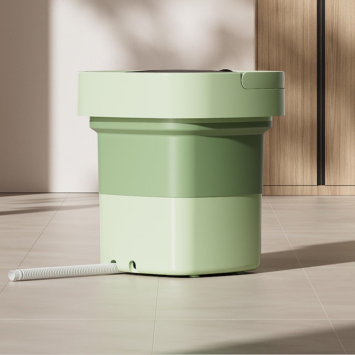 Portable Washer for Apartments, Fully Automatic Mini Folding Washing Machine with 2-in-1 Design 8.5L Dual Purpose Elution with Blue Light Powerful Cleaning Foldable To Save Space (Green+upgradation)