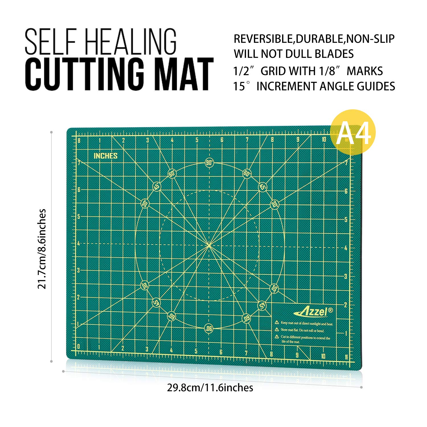 Self Healing Rotary Cutting Mat 9" x 12" inch Double Sided Non-slip PVC Cutting Board for Sewing, Crafts, Quilting, Scrapbooking A4