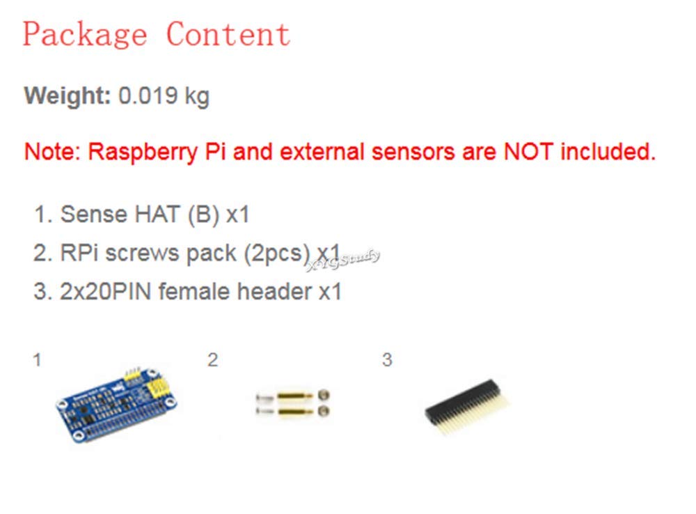 XYGStudy Sense HAT (B) I2C Interface Onboard Multi Powerful Sensors Including Gyroscope Accelerometer Magnetometer Barometer Temperature and Humidity Sensor for Raspberry Pi Series Boards