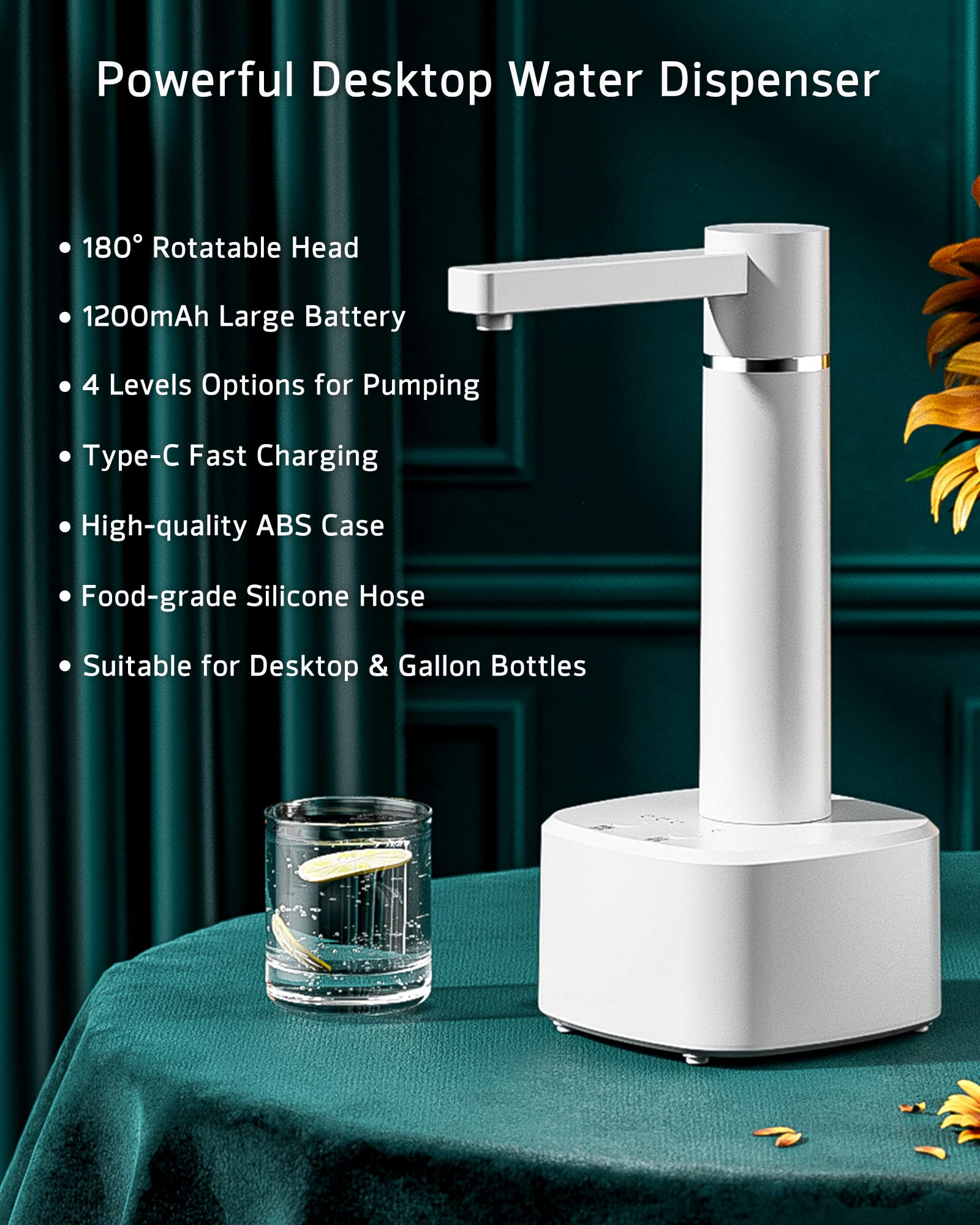 Water Dispenser for 5 Gallon Bottle - Intelligent Desktop Water Bottle Dispenser, Dual-Purpose Automatic Water Pump for Universal Bottle, Water Jug Dispenser Suitable for Home, Office, Outdoor
