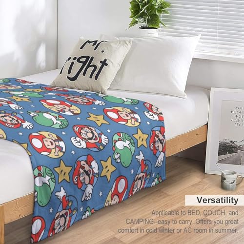 Super Bros Throw Blanket for Boys Kids Adults Ultra Soft Lightweight Micro Flannel Warm Cozy Flannel Throw Blankets for Bedding Couch Sofa Living Room 50"X40"