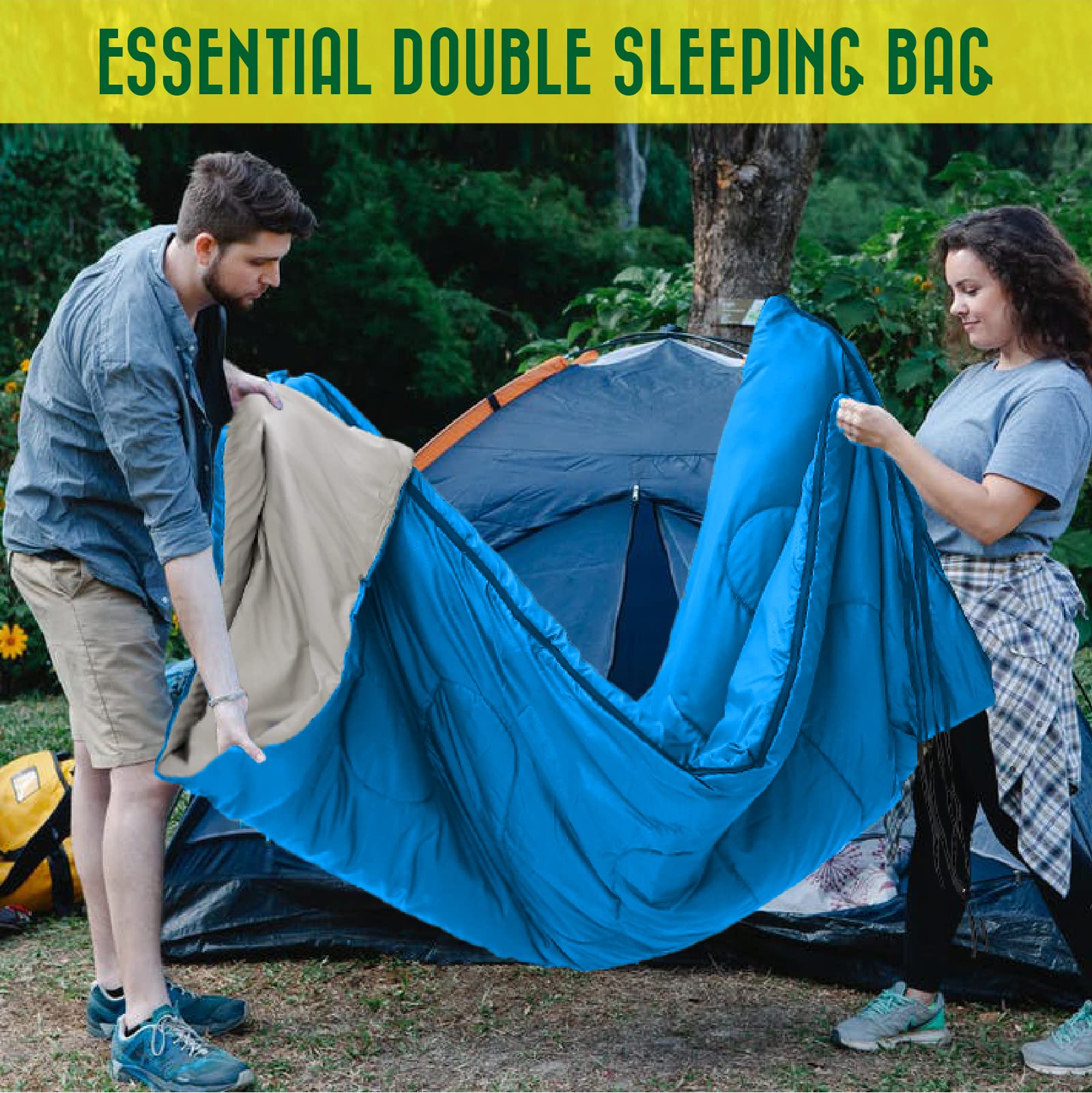 Sleeping Bag, Sleeping Bags for Adults Lightweight Double Sleeping Bag 3-4 Seasons Warm & Cold Weather Sleeping Bag for Camping, Hiking and Backpacking with Pillows and Compression Sackā¦