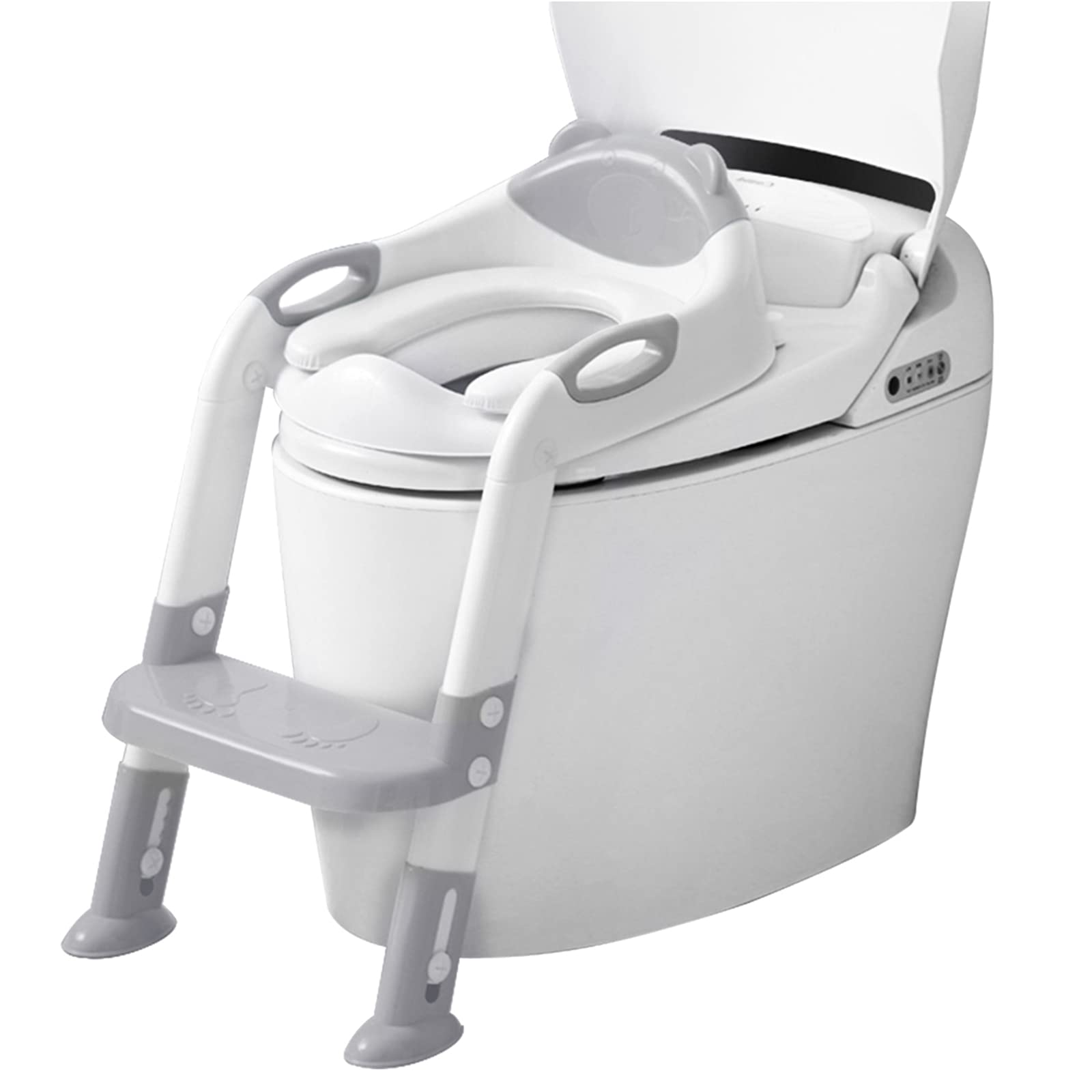 Victostar Potty Training Seat with Step Stool Ladder, Foldable Potty Training Toilet for Kids Boys Girls Toddlers-Comfortable Cushion Safe Handle Anti-Slip Pads