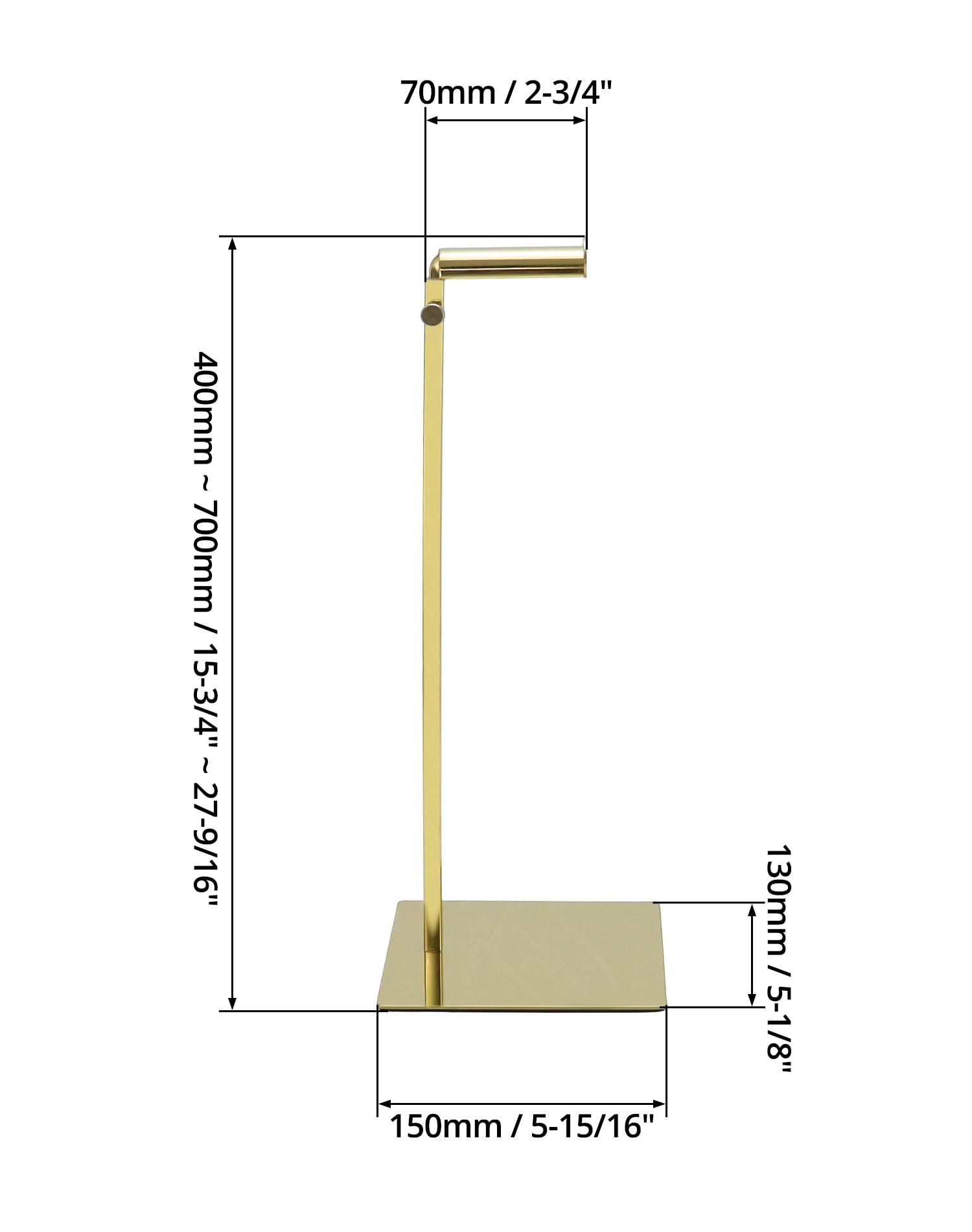 QWORK Purse Display Stands, 2 Pack Polished Gold Handbag Display Holder Jewelry Rack, (15.75" to 27.56") Adjustable Height Retail Countertop Single Hook Display Stand, for Bags,Purses,Wig, Jewelry