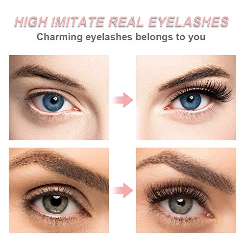 Upgraded Magnetic Eyelashes and Magnetic Eyeliner,3D Waterproof Natural Look Magnetic Lashes Set 2 Pairs with Mirror and Tweezers- No Glue Needed