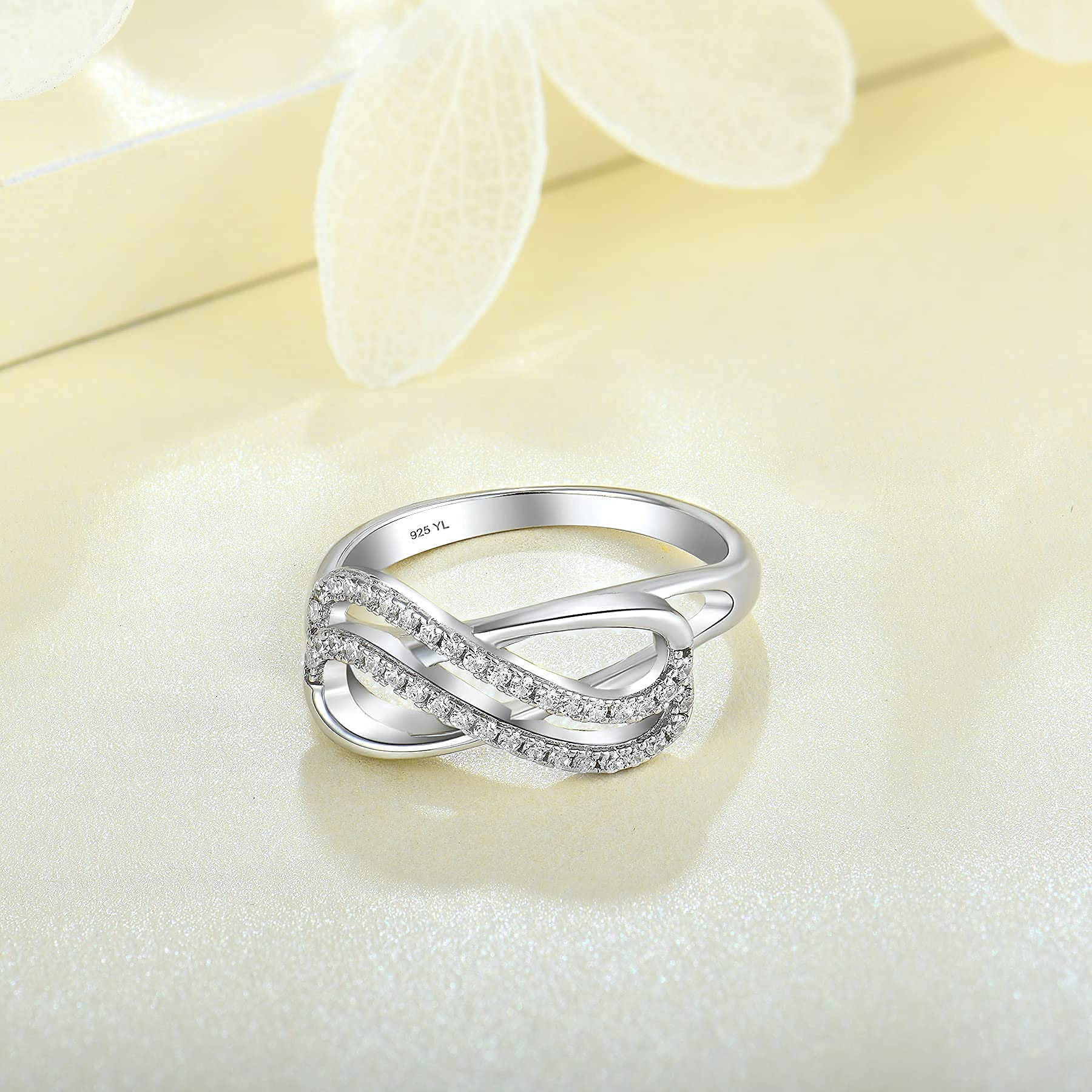 YL Infinity Statement Rings for Women 925 Sterling Silver Anniversary Ring Eternity Twisted Engagement Jewelry size5