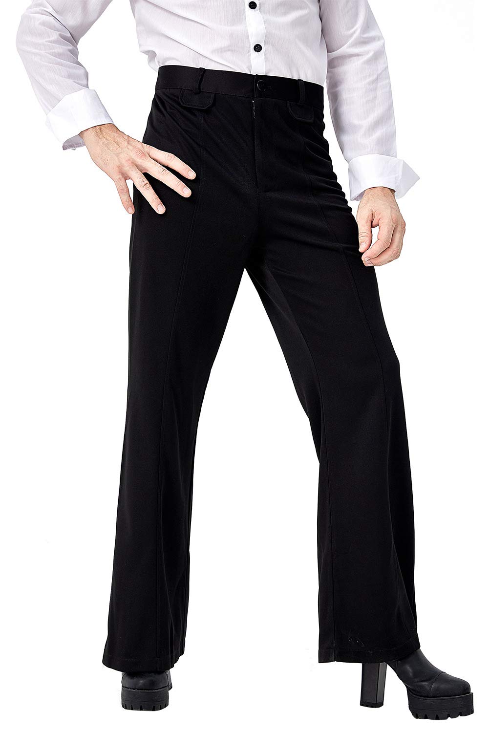 Ya-cos Men's Disco Pant Retro 70's Disco Pants Trousers Bell Bottoms (X-Large (Waist:38"), Black)
