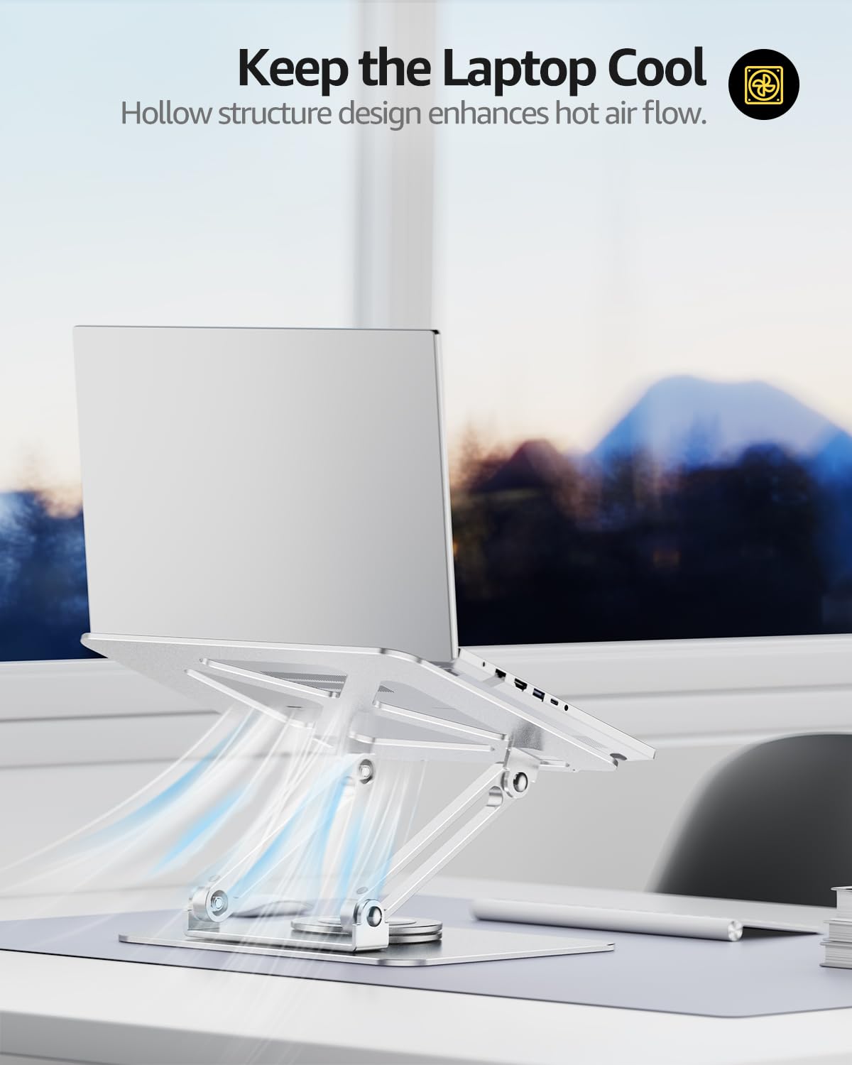 Urmust Laptop Stand for Desk with 360 Rotating Base, Computer Stand for Laptop Ergonimic Adjustable Laptop Riser for Desk Compatible with All Laptop 10 to 16 Inches