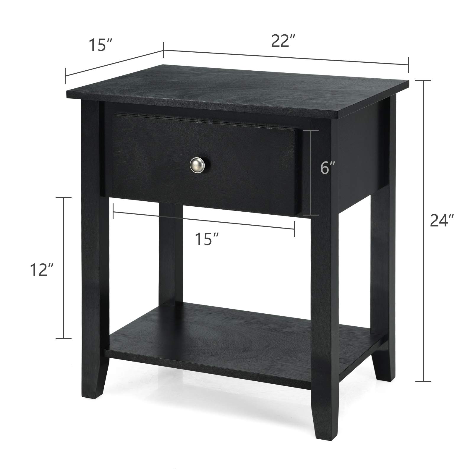 Tangkula End Table with Drawer, Nightstand w/Drawer and Storage Shelf, Beside Sofa Table for Home Bedroom Living Room, Chest Sofa Side Bedside Storage End Table, Accent Table with Open Shelf