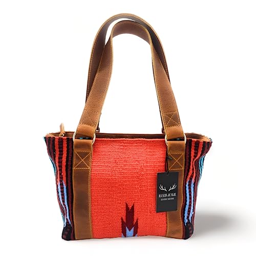 Southwestern Handwoven Wool Leather Boho Tote Purse Western Handbag (Sedona)