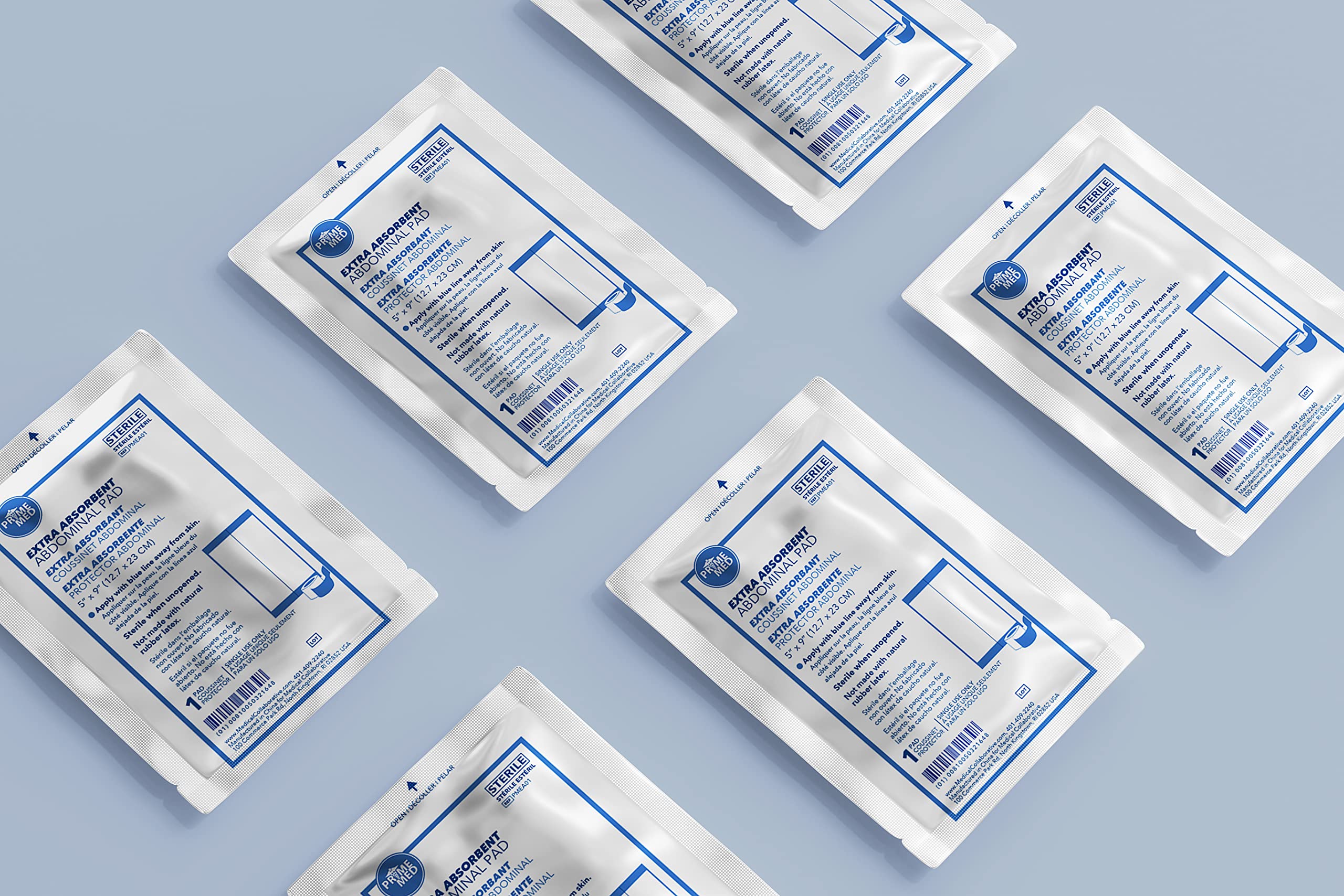 Sterile ABD Pads, 5 Inch x 9 Inch Nonwoven Combination Abdominal Pad (50 Pack)