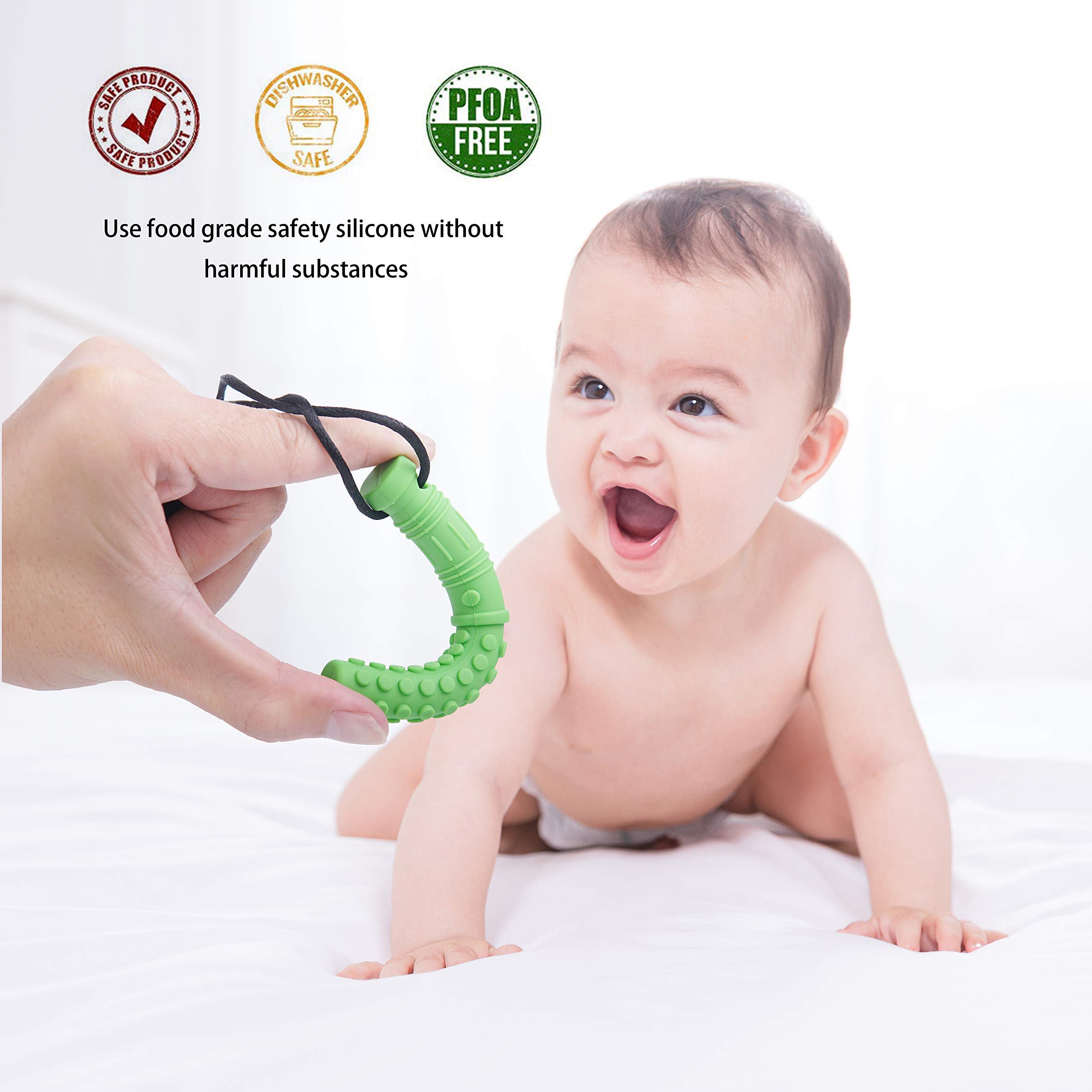 SLGOL Sensory Chew Necklace for Sensory Kids, 6 Pcs Bundle Oral Sensory Chew Toys,Chewing Pendant,Silicone Teether Chewing Necklace,Designed for Autism,Teething,ADHD,Biting,Oral Motor Teething Baby