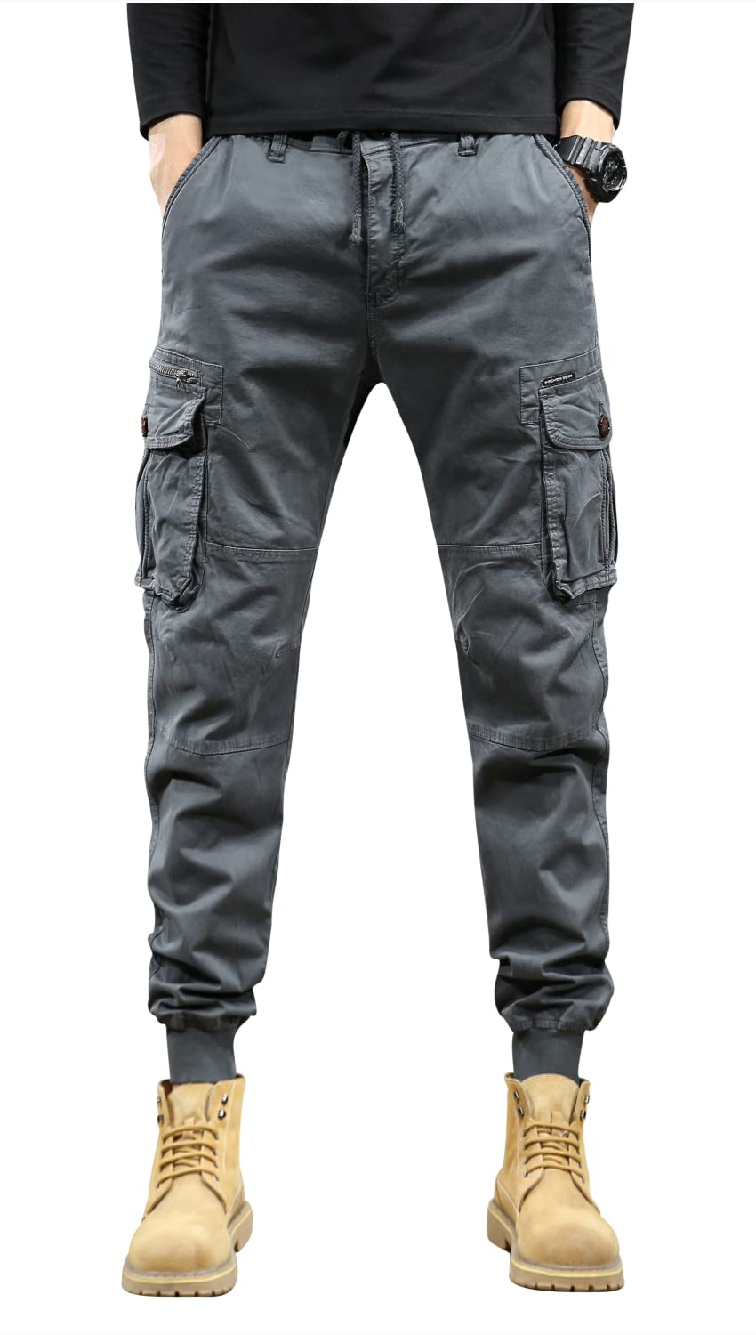 SKYSTINGERX Men's Casual Cargo Pants Military Army Camo Combat Work Pants Slim Fit with Pockets Stretch Outdoor Jogger (30, grey-17)