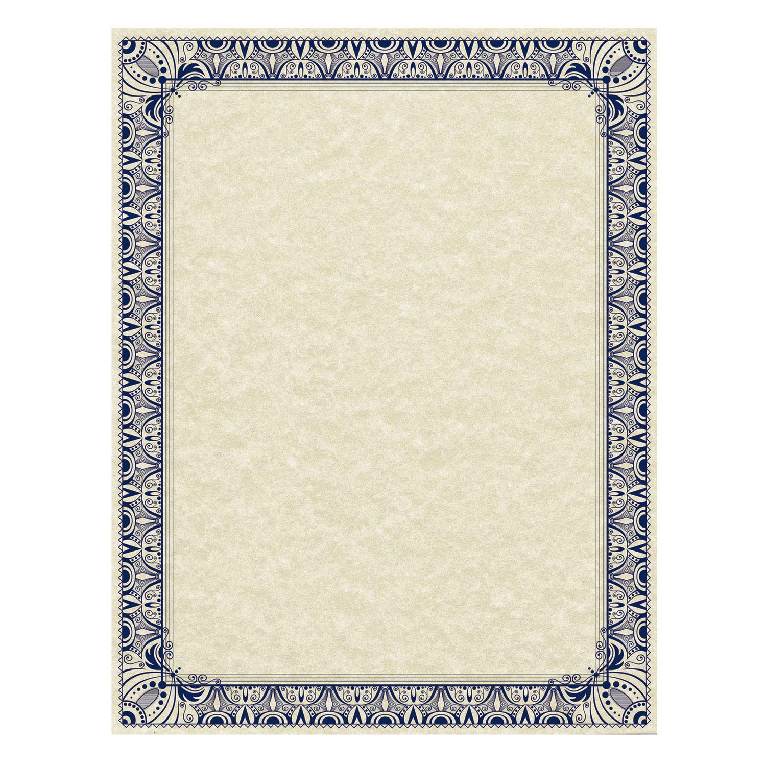 Southworth Parchment Certificates, Retro, 8.5 X 11, Ivory with Blue/Silver Foil Border, 50/Pack