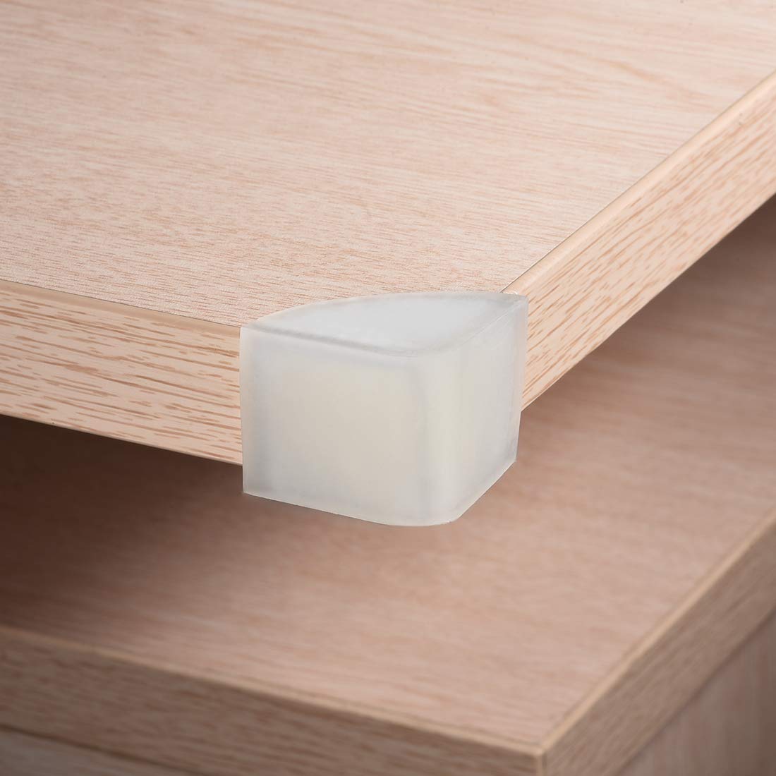 uxcell Corner Guards Edge Protector Furniture Table Corner Protectors Adhesive Soft Silicone White 34x34x29mm, 4 Pcs