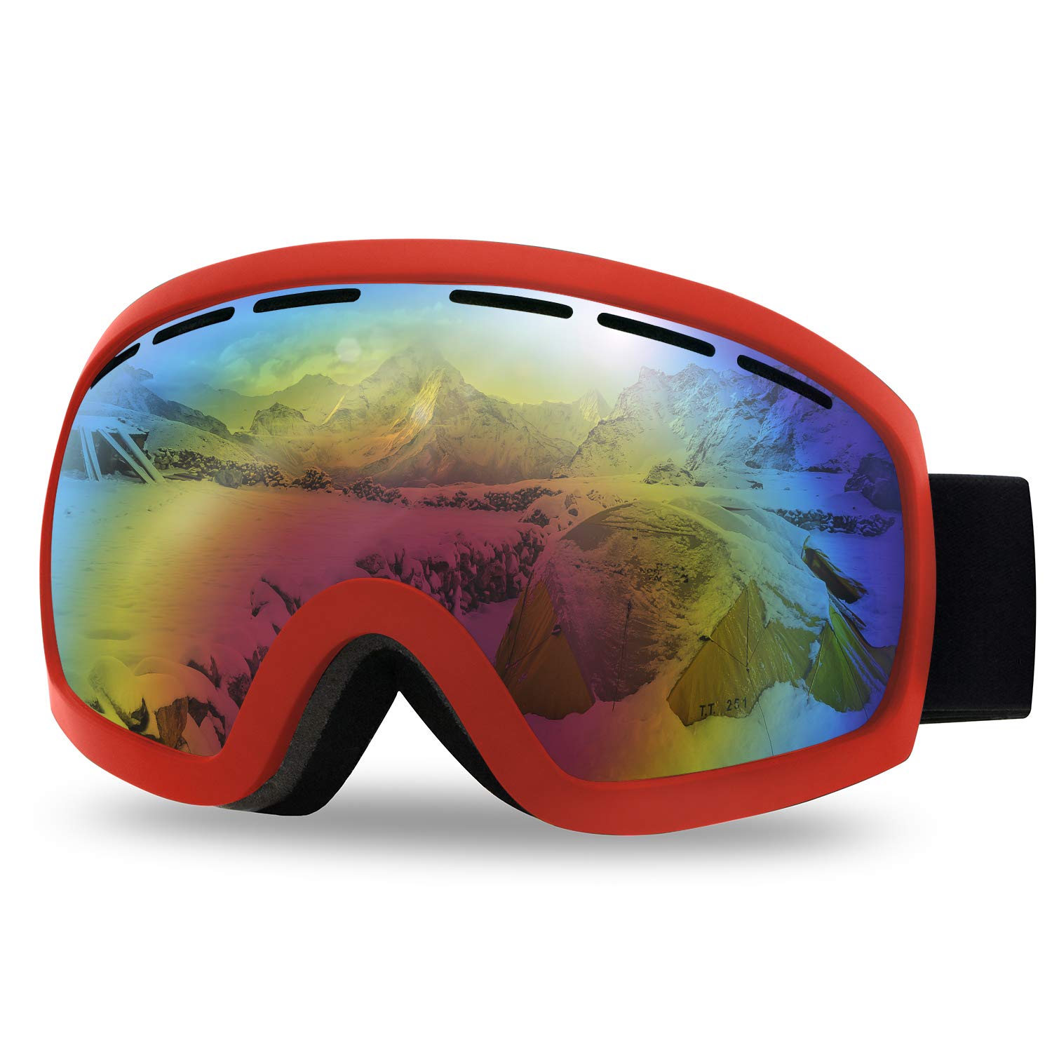 Ski Goggles Men & Women Single-Board Goggles OTG Design, Frameless Spherical Lens is Scratch-Resistant, Fog-Proof UV-Proof (Rose)