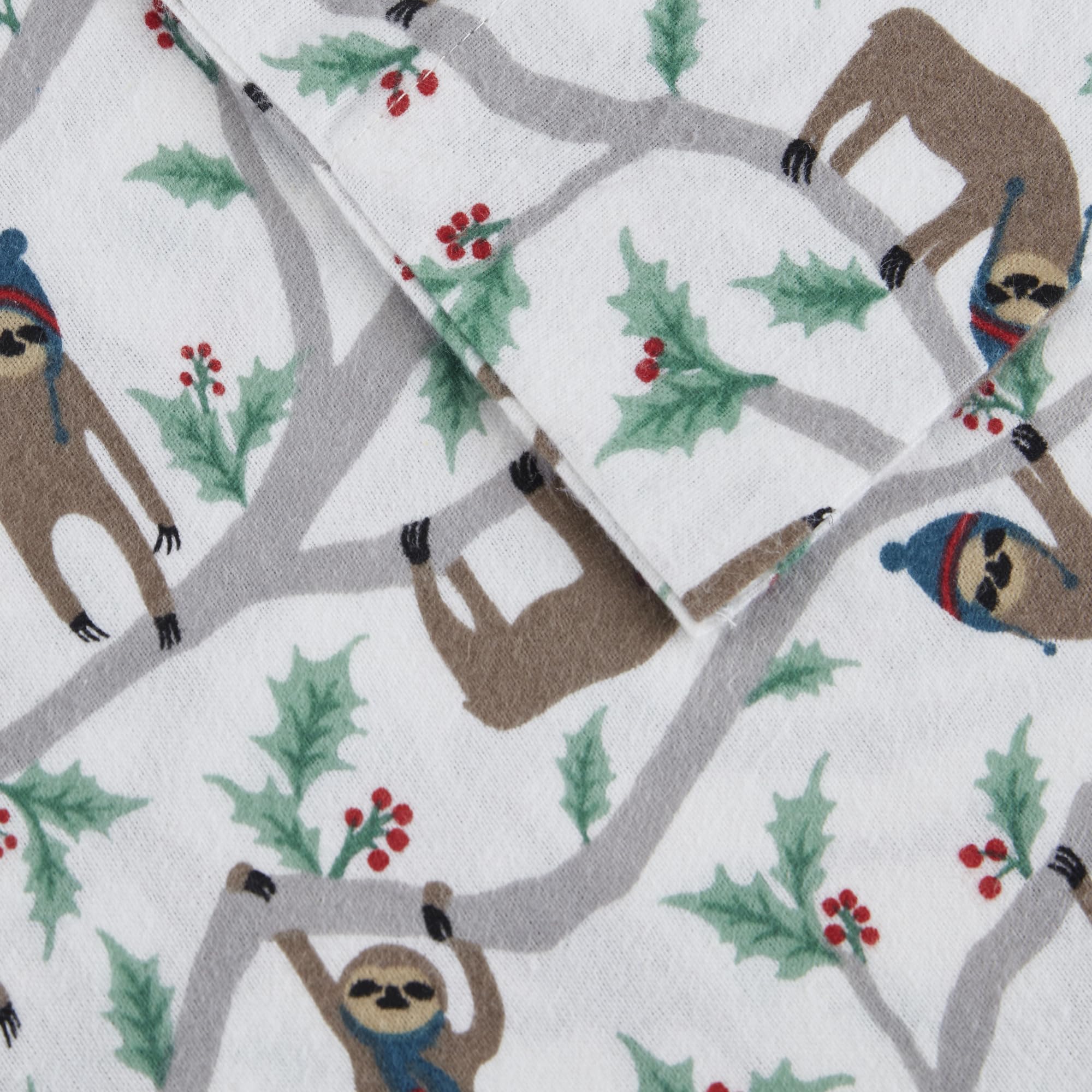 Sleep Philosophy True North Cozy Flannel Warm 100% Cotton Sheet - Novelty Print Animals Stars Cute Ultra Soft Cold Weather Bedding Set, Full, Multi Sloth 4 piece