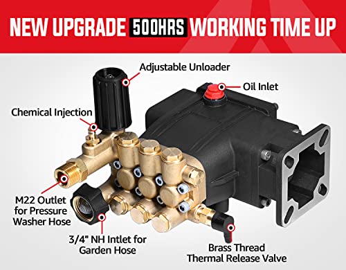 YAMATIC Pressure Washer Pump Injector Kit 4500 PSI- Original Engineering Pump for Most Brand engine power washe with Siphon Hose & Soap Nozzle,M22-15mm Connectors
