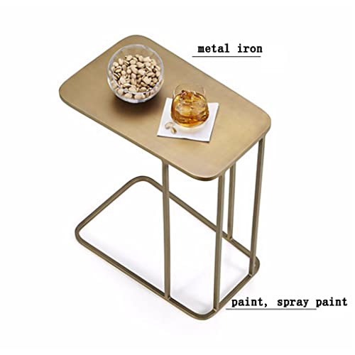 Small C Shaped End Table Slim Narrow Couch Side Table Modern Metal Frame Snack Coffee Table for Small Space, Sofa Couch and Bed
