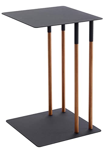 YAMAZAKI Home Metal and Wood Sliding Sofa C End Coffee Tray Laptop Desk, Modern Bedside Or Living Room Small Accent Table | Steel, One Size, Black