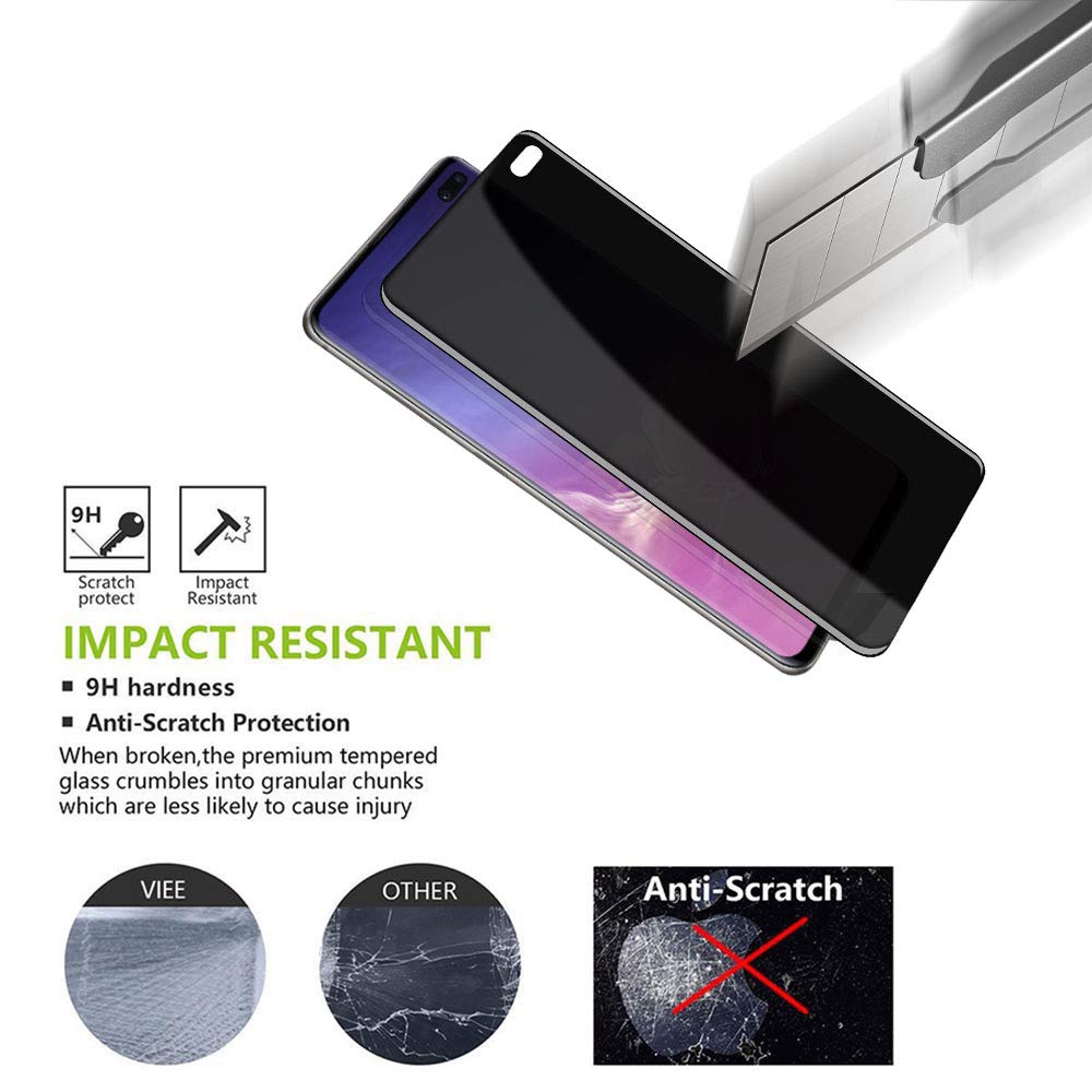 SURBUID Galaxy S10 Plus Privacy Screen Protector, Tempered Glass [Not for Galaxy S10] [Does Not Support Fingerprint Unlock] [Edge Glue] Case Friendly 3D Touch Screen Protector for Galaxy S10 Plus