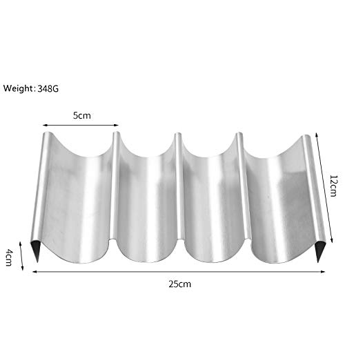 Uyauld Taco Holders 2 Pieces, Stainless Steel Taco Stand Burrito Rack Tray, U-Shape Shell Grill Food Holder for Holding 4 Tacos 6" 8"10", Spring Roll